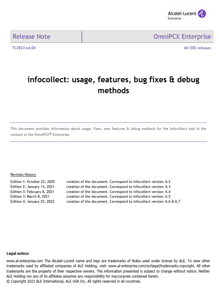TC2823en-Ed04 Infocollect Usage Features Bug Fixes Debug Methods | PDF | Software Bug | Debugging