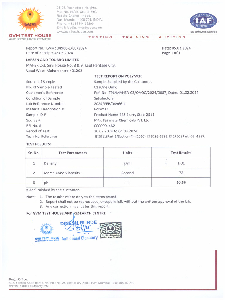 Test Report-Polymer | PDF