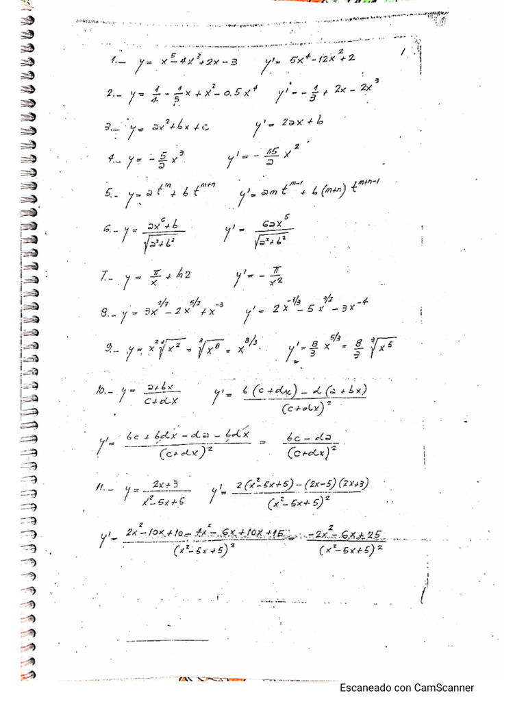 Derivadas Ejercicios Complementarios | PDF
