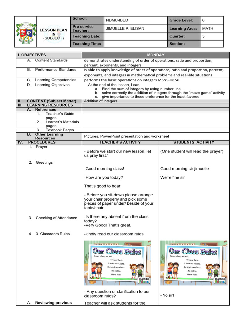 Grade 6 Lesson 1 | PDF | Numbers | Learning