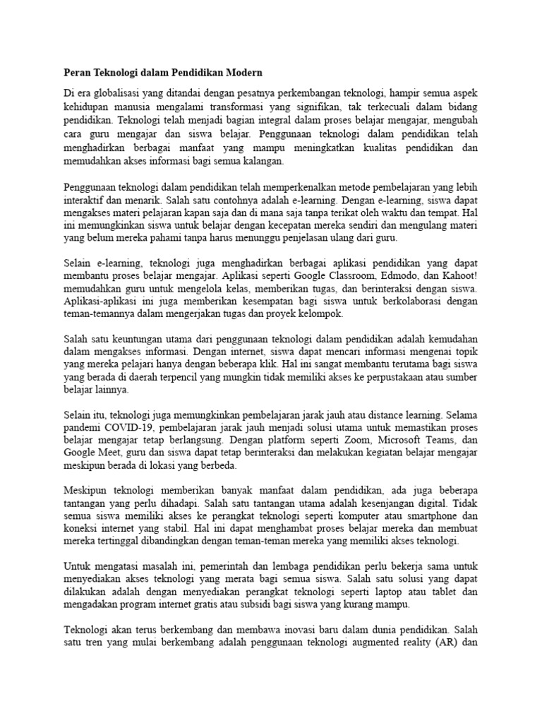 Peran Teknologi Dalam Pendidikan Modern #1 | PDF