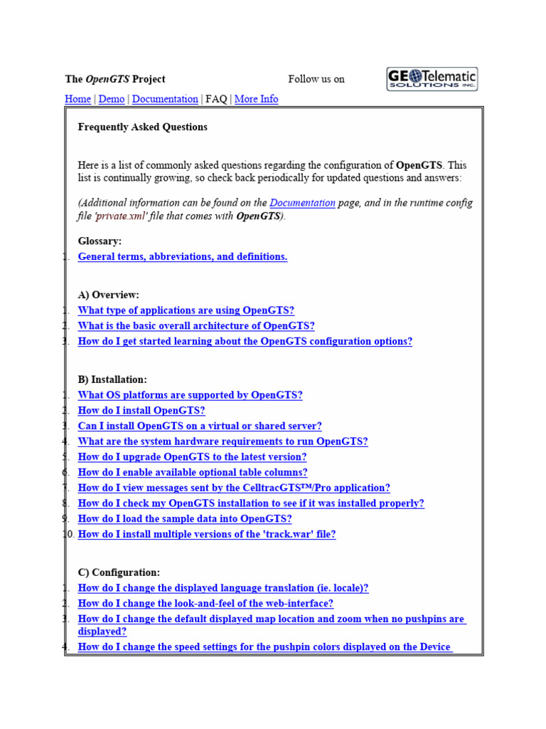openGTS FAQs | Download Free PDF | Web Server | Internet & Web