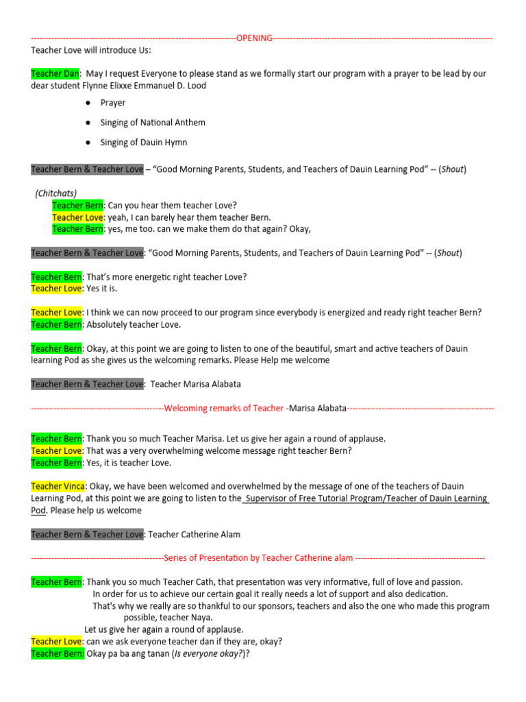 Host Script | PDF | Career & Growth