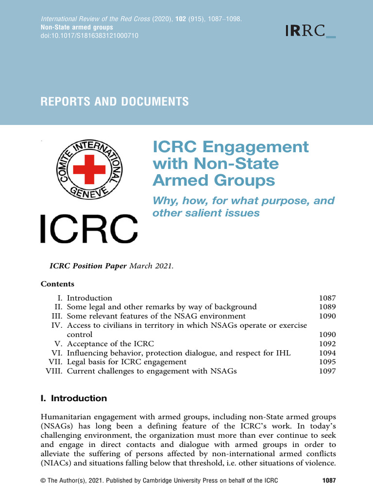 ICRC's Engagement with Non-State Armed Groups | PDF | International ...