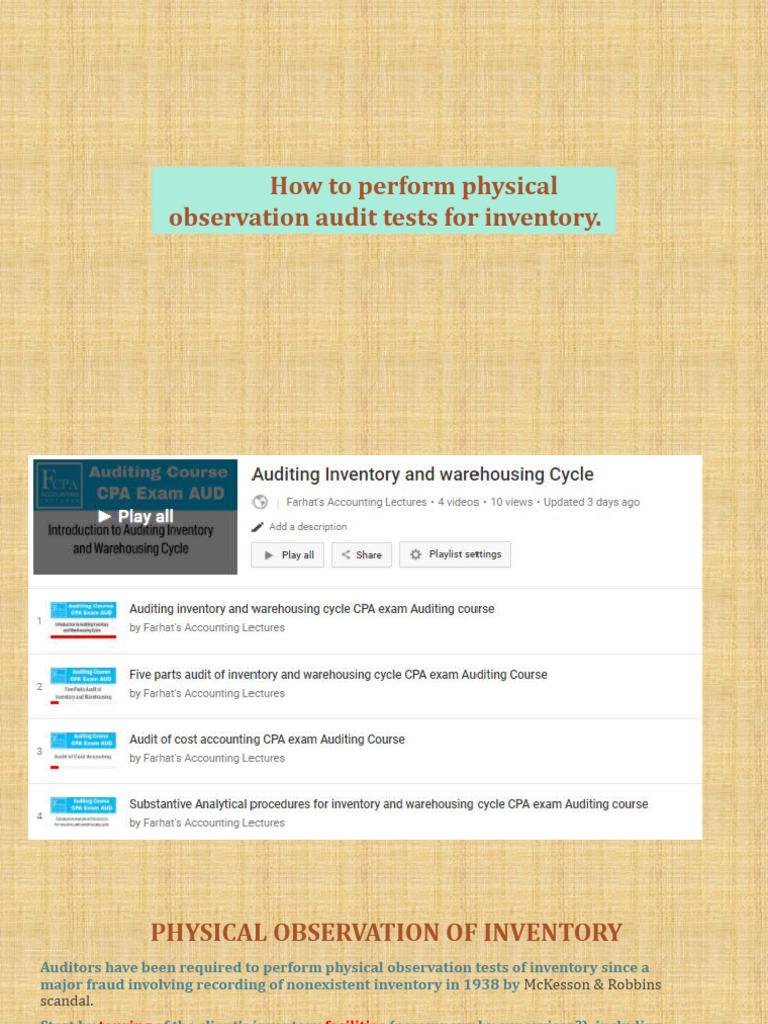 Physical Observation of Inventory | PDF | Audit | Inventory