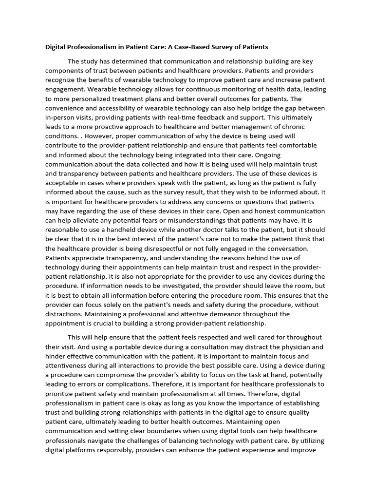 Digital Professionalism in Patient Care | PDF | Patient | Health Care