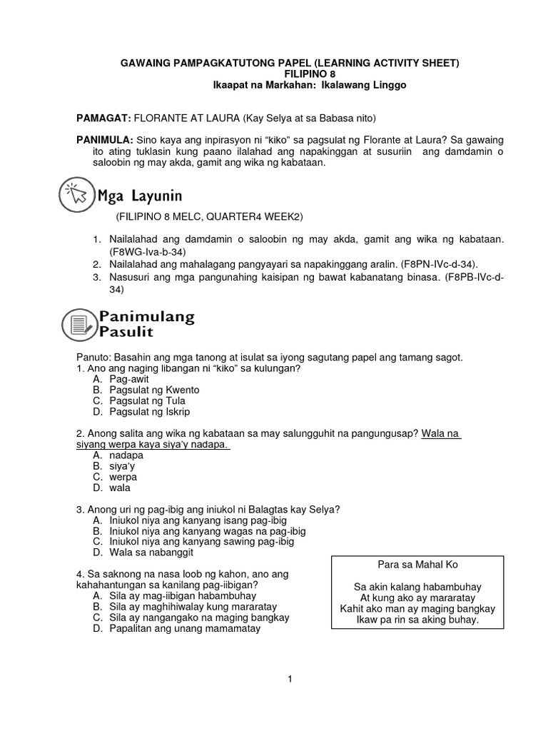 Las Q4 Fil8 WK2 Flores | PDF