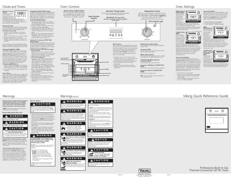 Clocks and Timers Oven Controls Oven Settings: Interior Oven Light ...