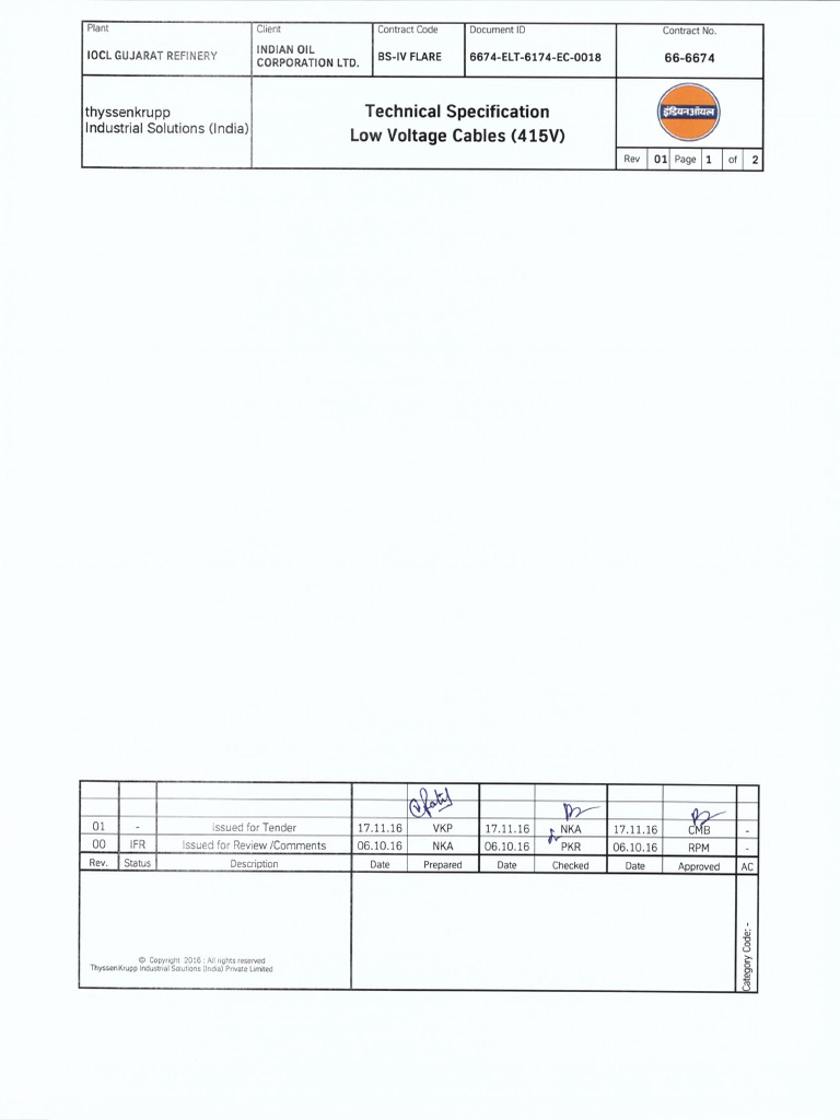 15. Technical Specification LV Cables (415V) | Download Free PDF ...
