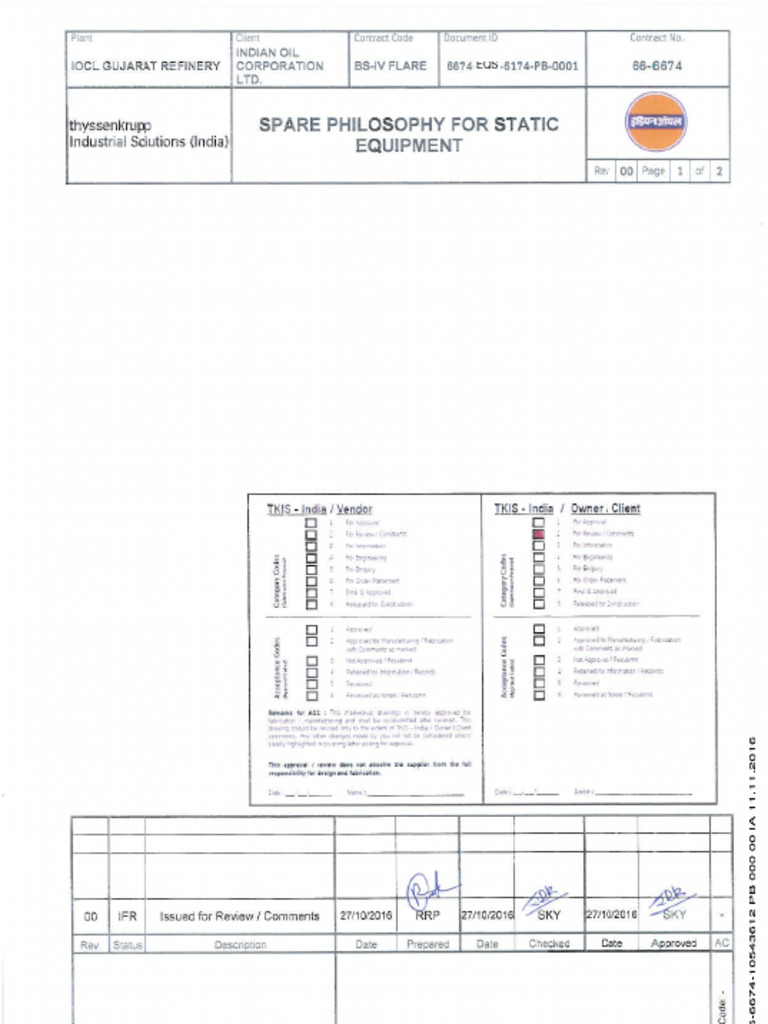 Spare Parts Guidelines for Static Equipment | PDF | Mechanical Engineering