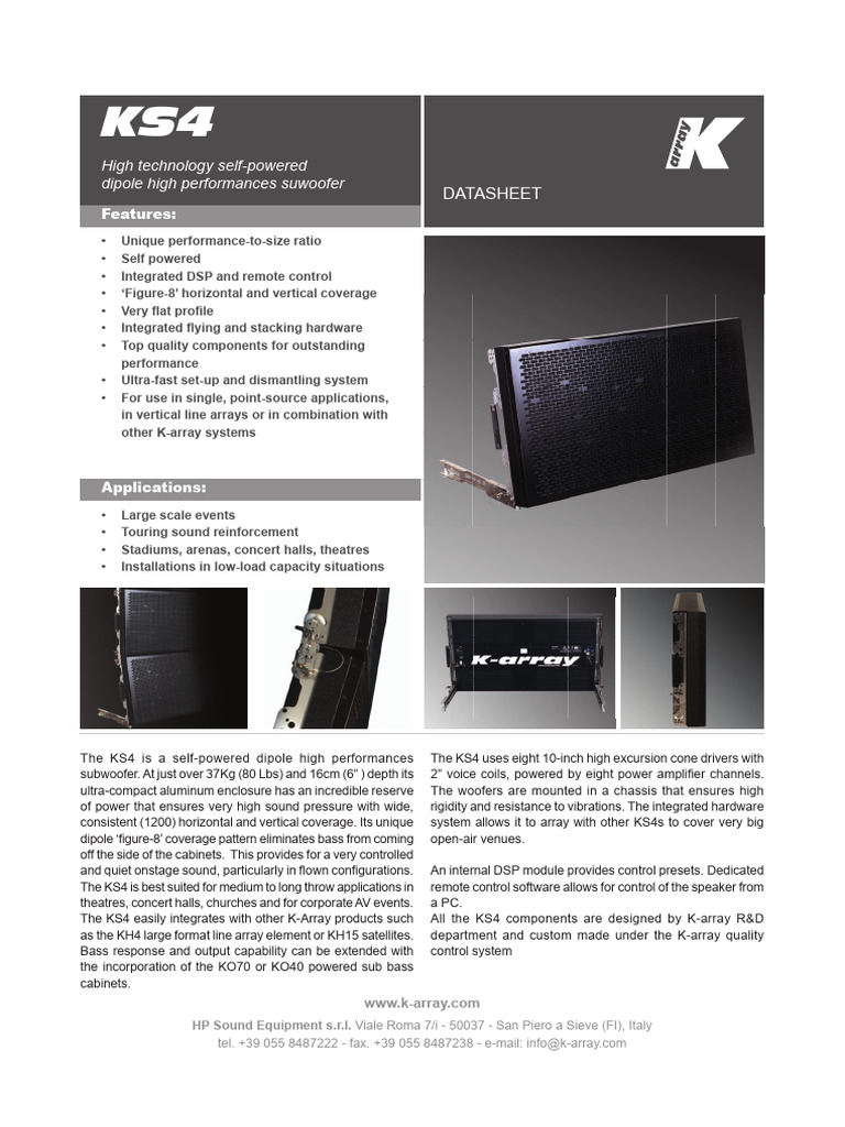 KS4 Datasheet B | PDF | Loudspeaker | Acoustics