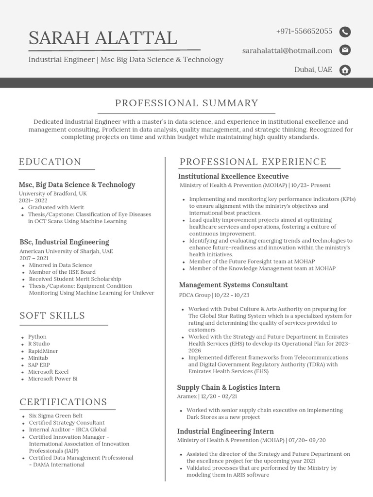 Sarah Alattal CV2 | PDF | Quality Management | Industrial Engineering