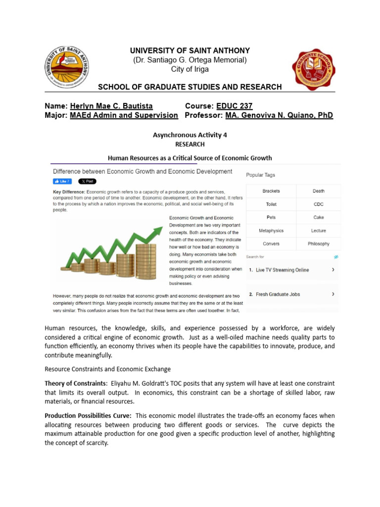 Asynchronous Activity 4 (Research Human Resources As A Critical Source of Economic Growth) | PDF ...