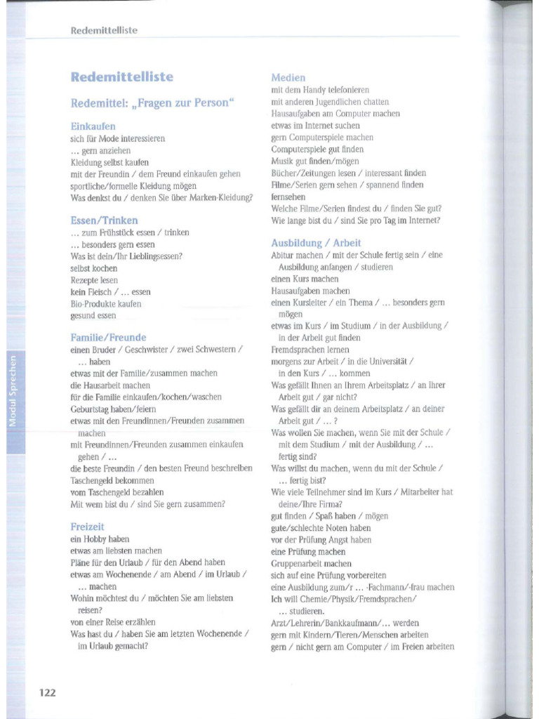 Redemittel - Sprechen A2 | PDF