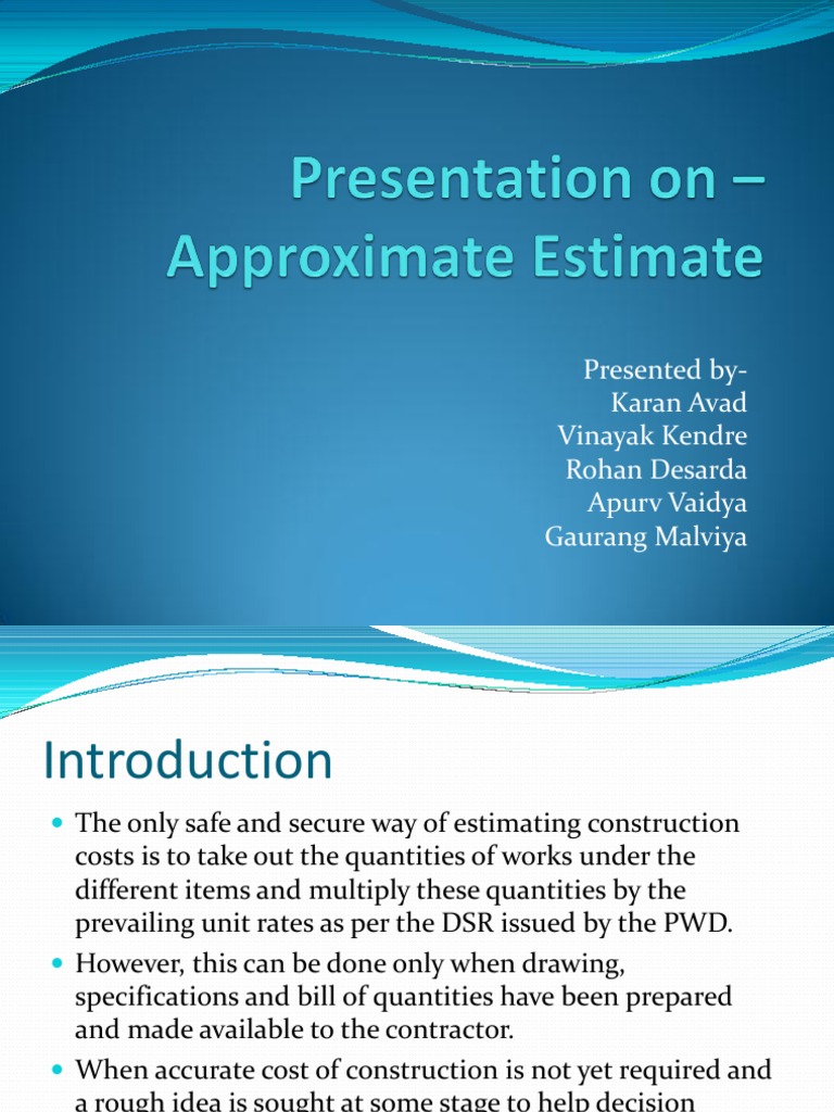 An Overview of Approximate Construction Cost Estimation Methods | PDF ...