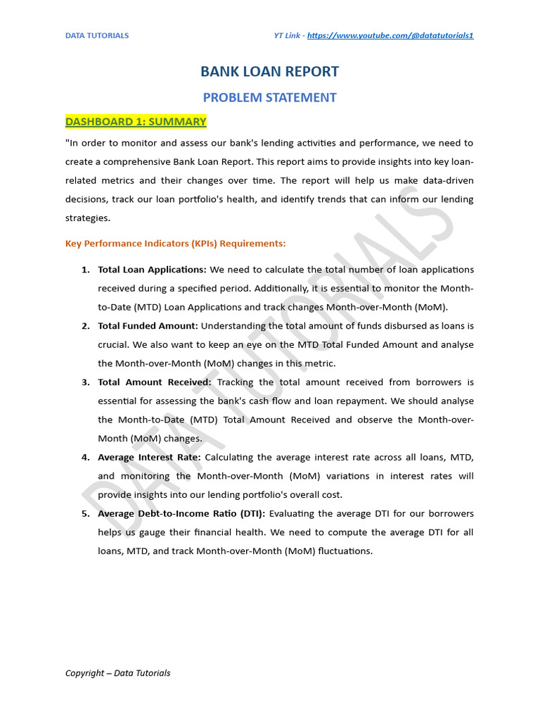 Problem Statement | PDF | Loans | Chart