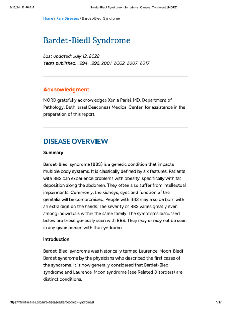 Bardet Biedl Syndrome | PDF
