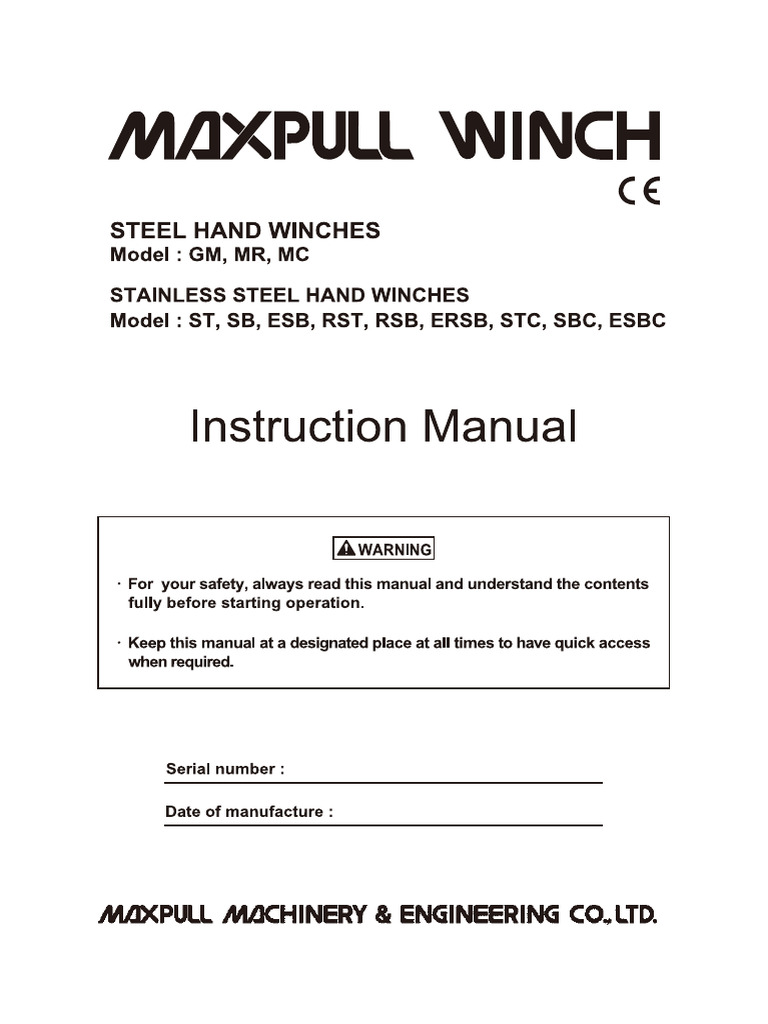 Hand Winch Instruction Manual_202304 | PDF