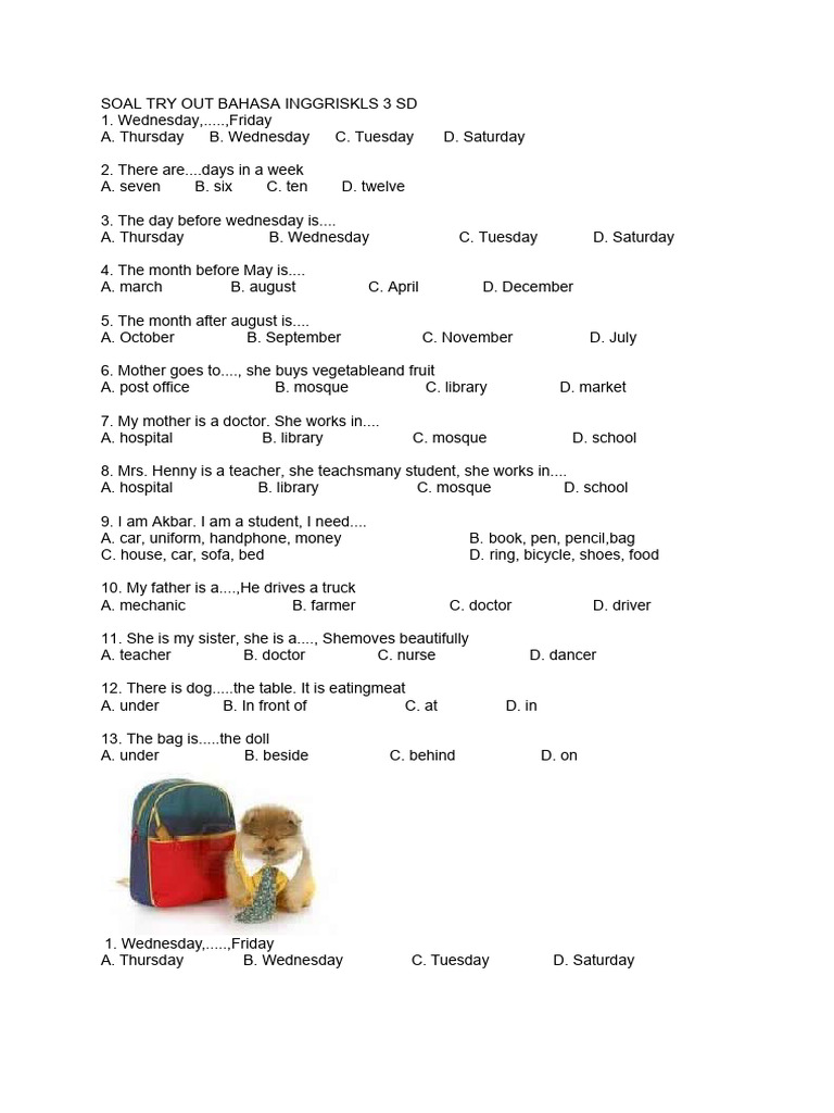 Soal Try Out Bahasa Inggris KLS 3 | PDF | Language Arts & Discipline | Foreign Language Studies