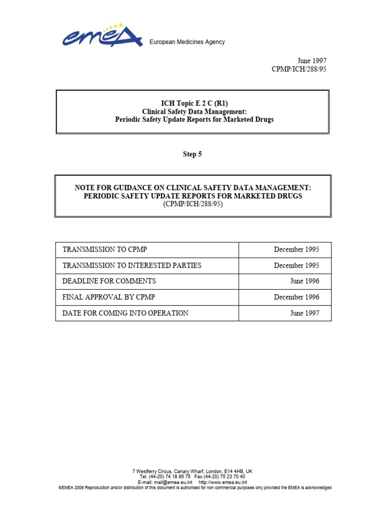 Ich e 2 C r1 Clinical Safety Data Management Periodic Safety Update ...