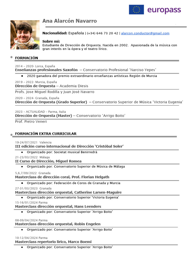 Currículum Ana Alarcón CAST. (Europass).Docx (4) | Descargar gratis PDF ...