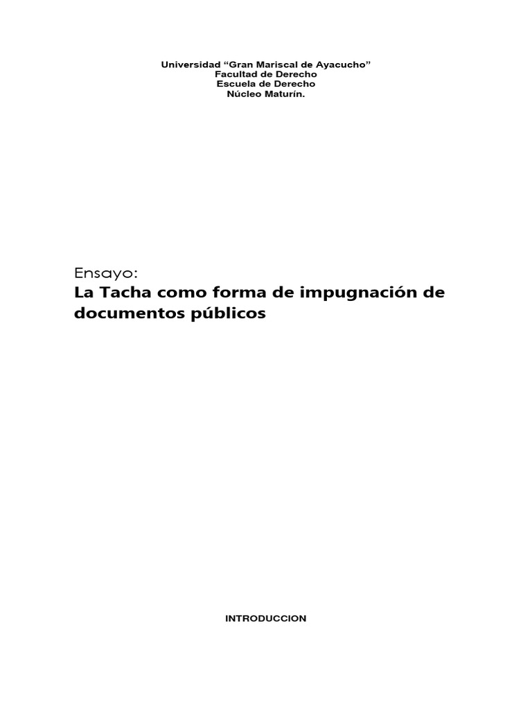 Tacha: Impugnación de Documentos Públicos | PDF | Demanda judicial | Ley procesal
