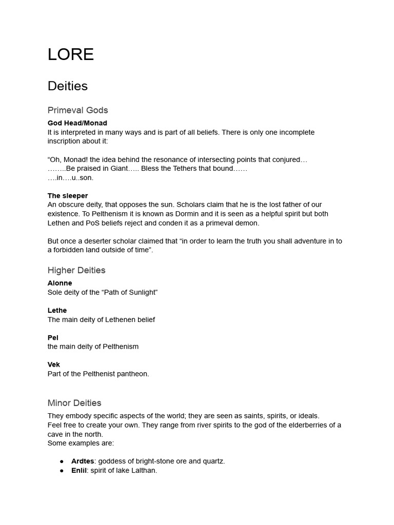 Lore Booklet | PDF | Deities