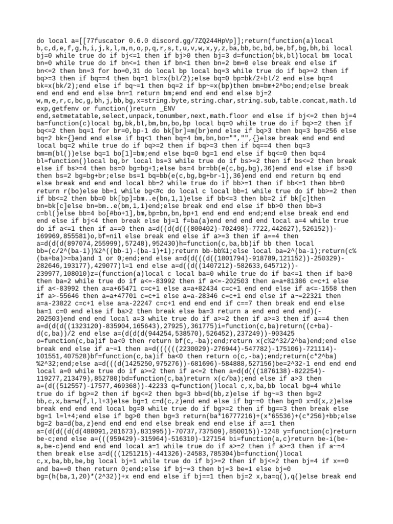 Lua Obfuscation Script Analysis | PDF