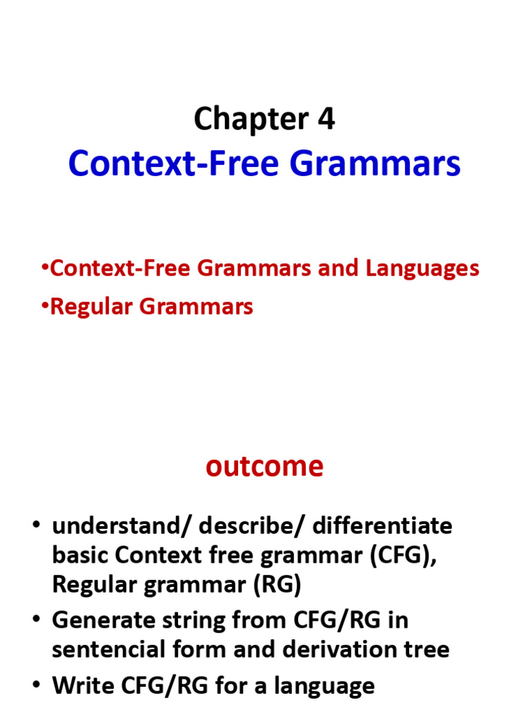 Chapter4 - New Context Free Grammar (CFG) | PDF | Computer Programming | Metalogic