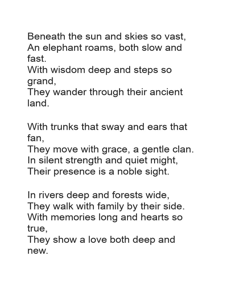 Poem On Elephant | PDF | Art | Poetry