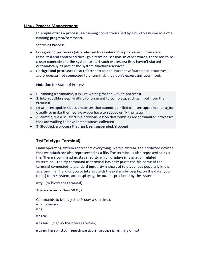 Linux Process Management | PDF | Input/Output | Process (Computing)