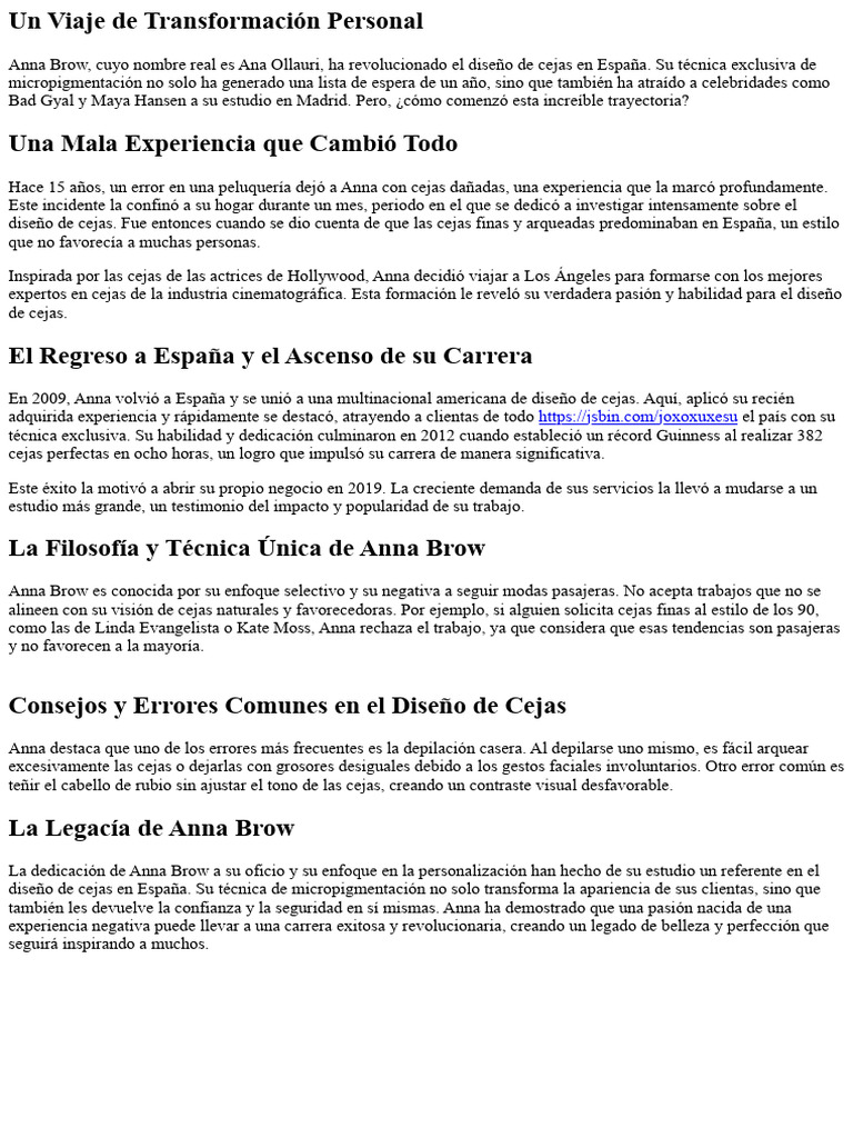 Anna Brow: La Innovadora Detrás de las Cejas Perfectas 177874 | PDF