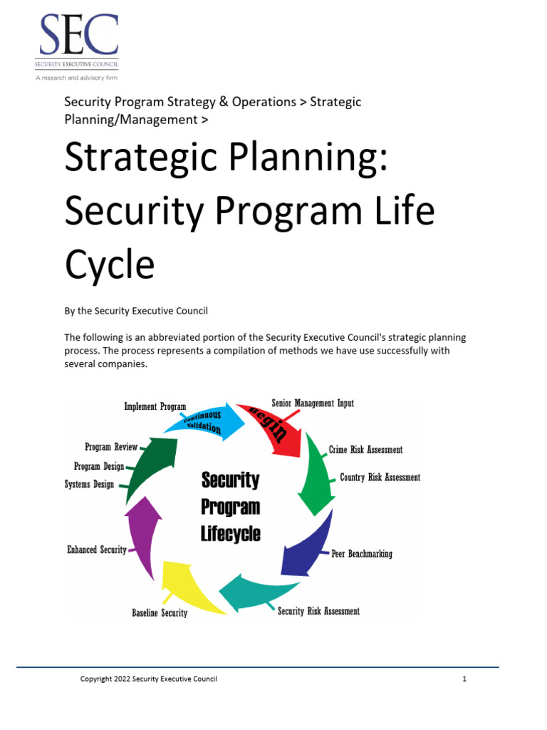 Strategic Planning - Security Program Life Cycle | PDF | Risk ...