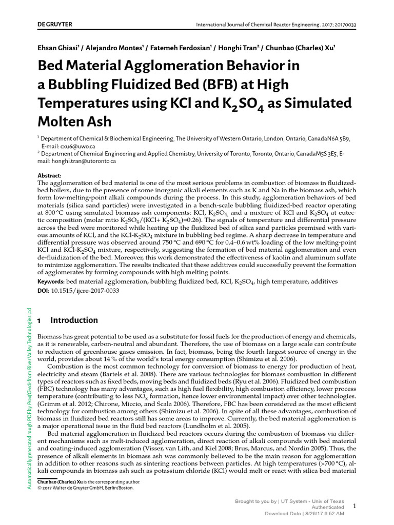 Bed Material Agglomeration Behavior in A | PDF | Silicon Dioxide ...