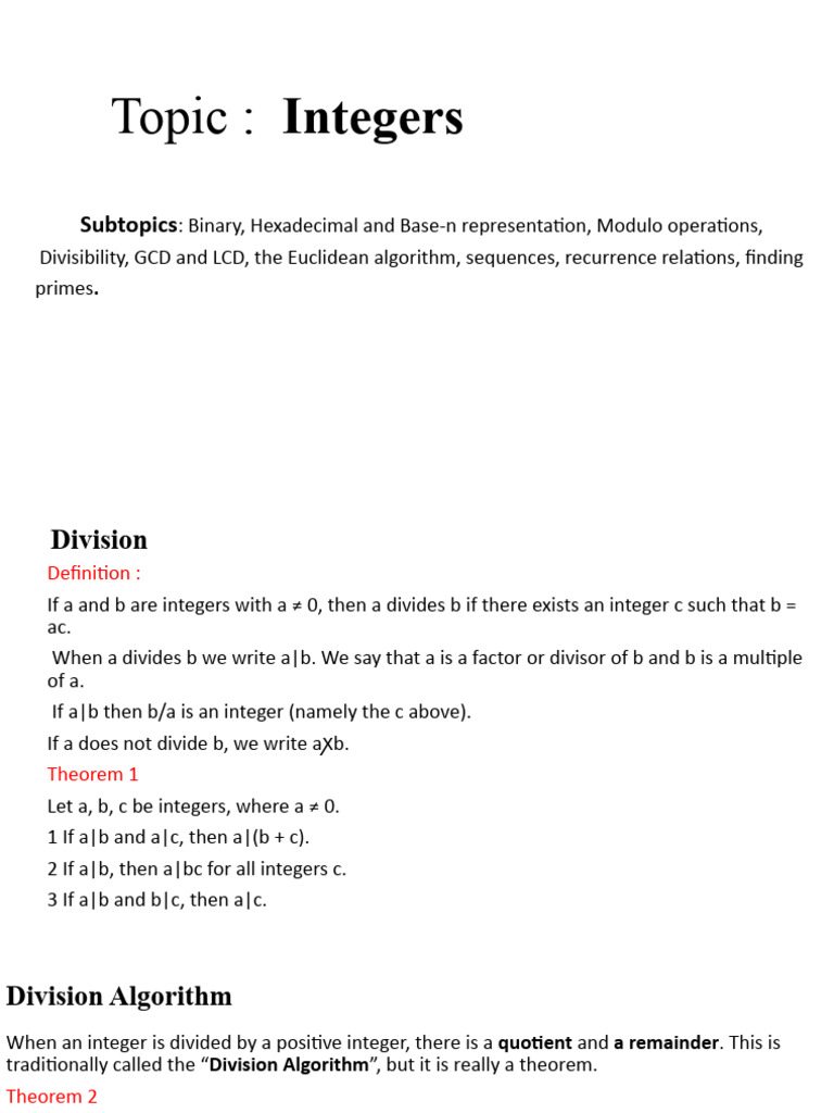 Integers | PDF | Integer | Prime Number