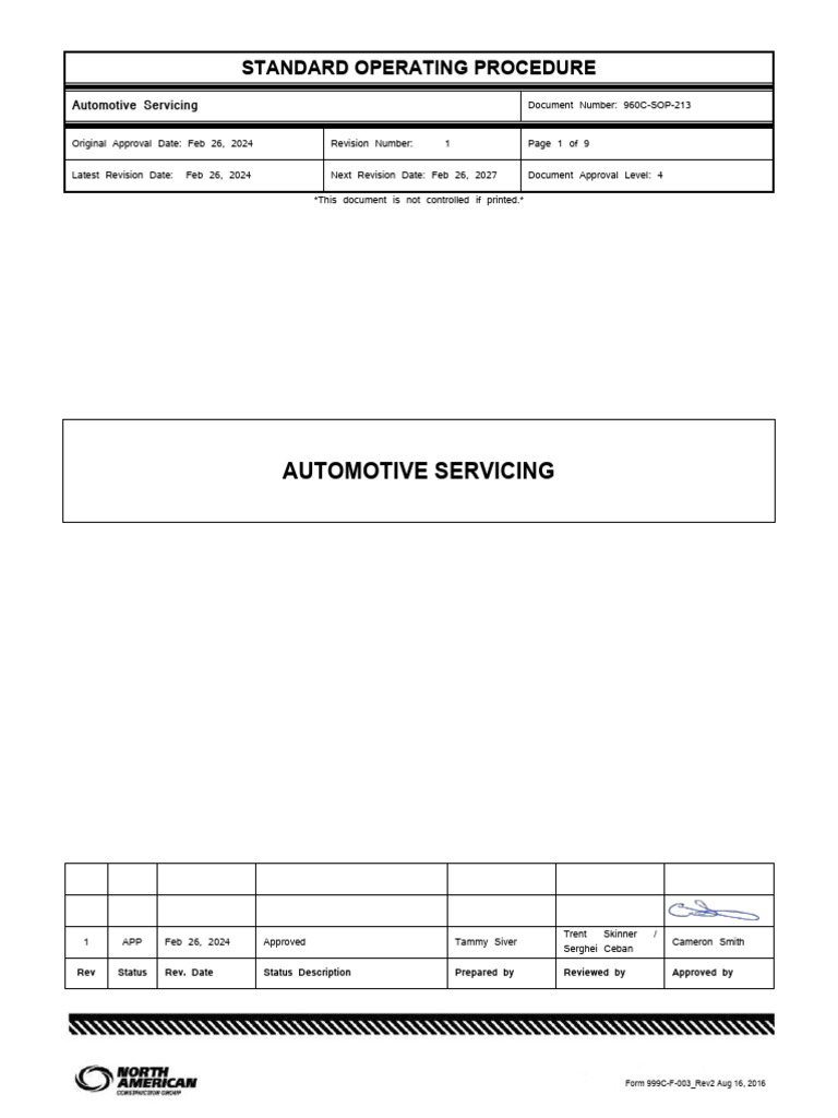 960C SOP 213 R1 Automotive Servicing 2024-02-26 | PDF | Motor Oil ...