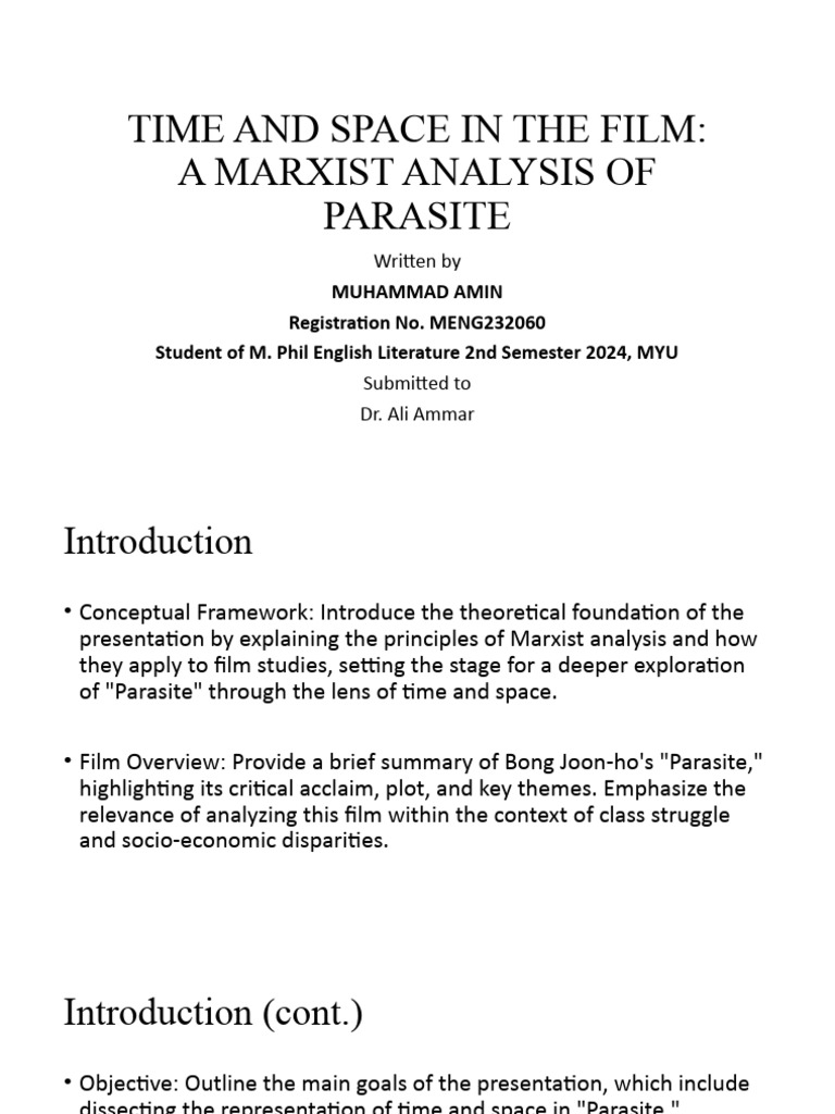 Marxist Analysis of Time & Space in Parasite | PDF | Narrative ...