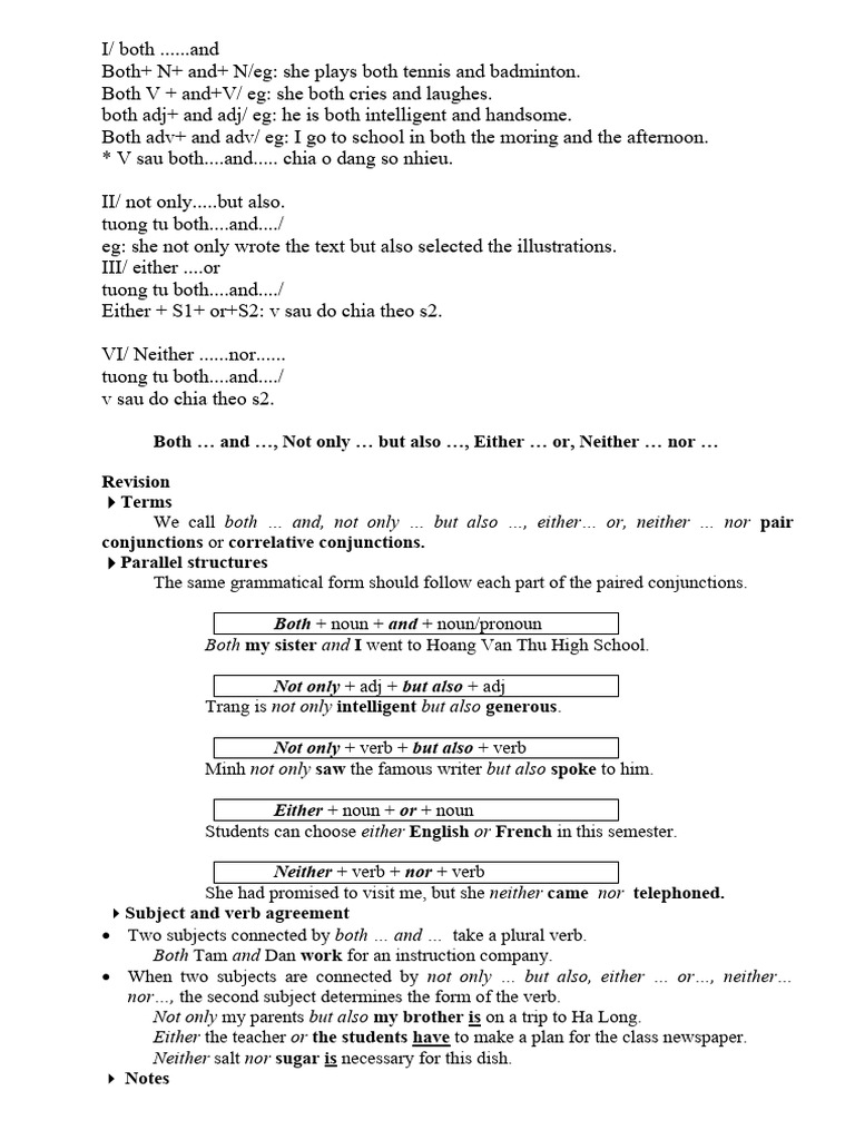 Conjunctions Ly Thuyet Bai Tap | PDF | Verb