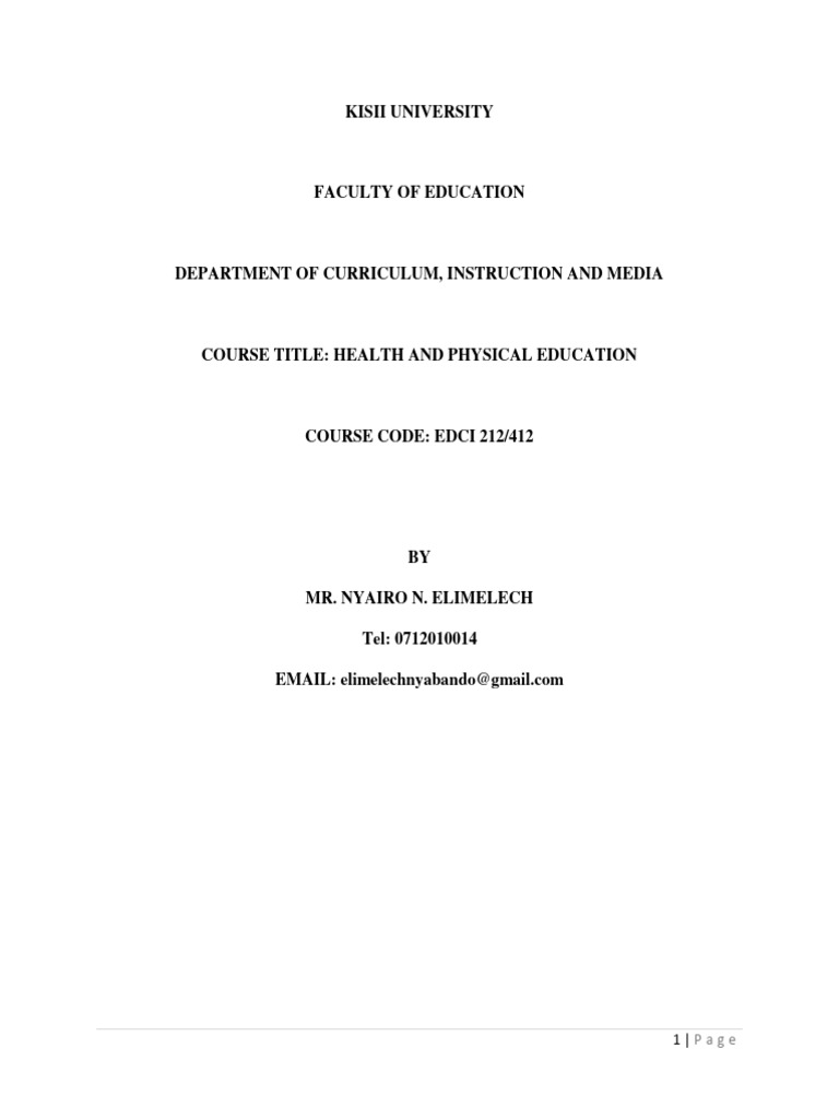 Course Outline | PDF | Physical Education | Health Education