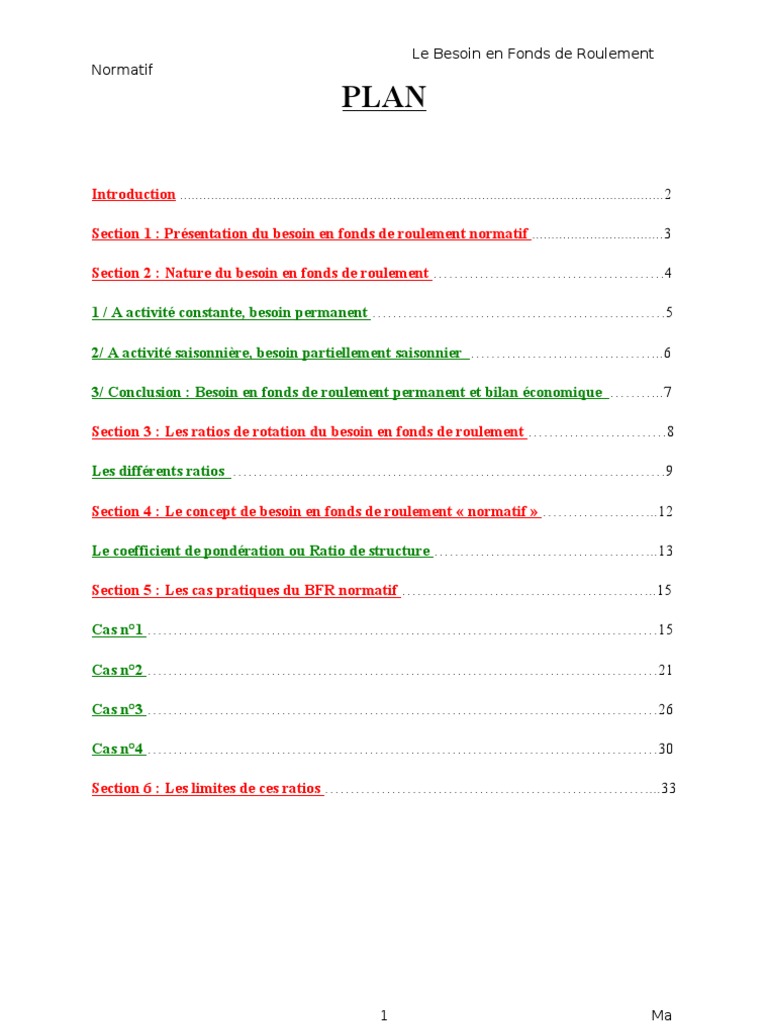 Expose Le BFR Normatif | PDF | Ratio financier | Fonds de roulement