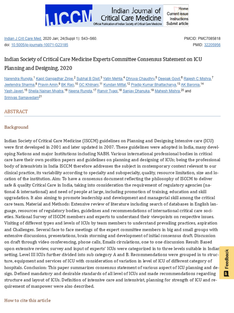 Indian Society of Critical Care Medicine Experts Committee Consensus ...