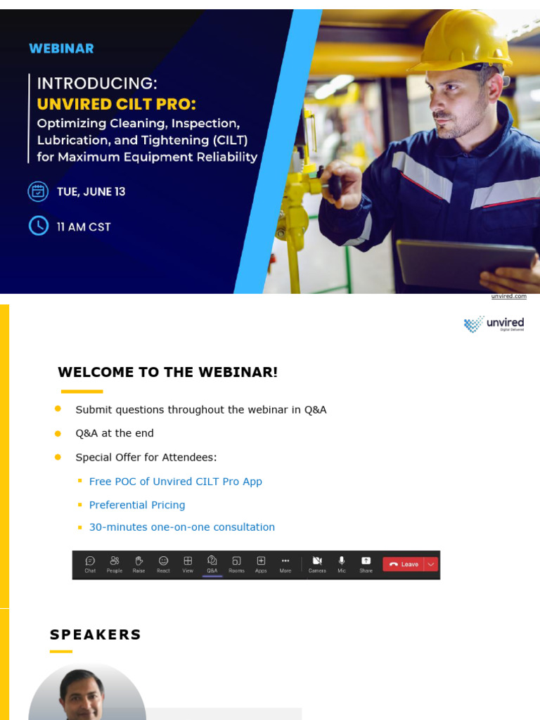 Unvired CILT Pro Webinar - Asset Maintenance | PDF | Reliability Engineering | Computing