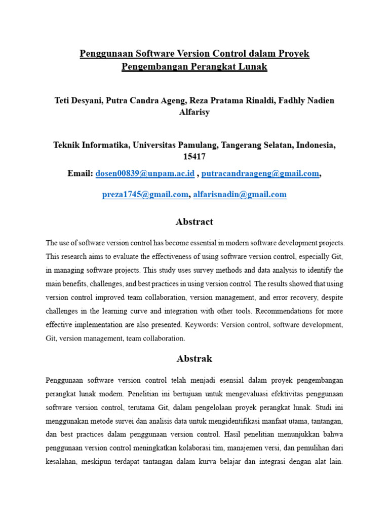 Penggunaan Software Version Control Dalam Proyek Pengembangan Perangkat ...