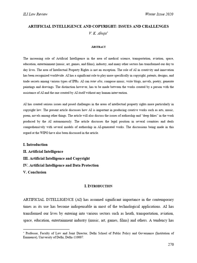 Copyright Consideration in AI | PDF | Artificial Intelligence | Intelligence (AI) & Semantics