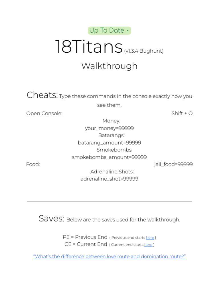 18Titans Walkthrough and Cheat Codes | PDF | Language Arts & Discipline