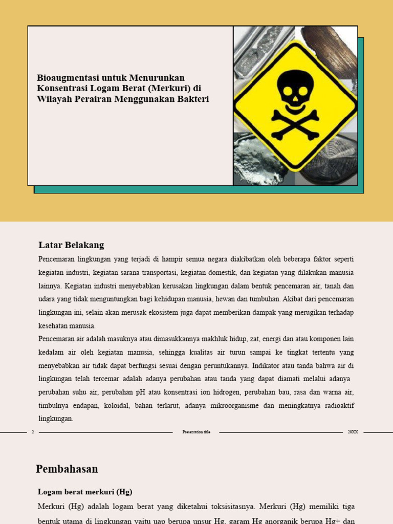 Bioaugmentasi Untuk Menurunkan Senyawa Merkuri | PDF