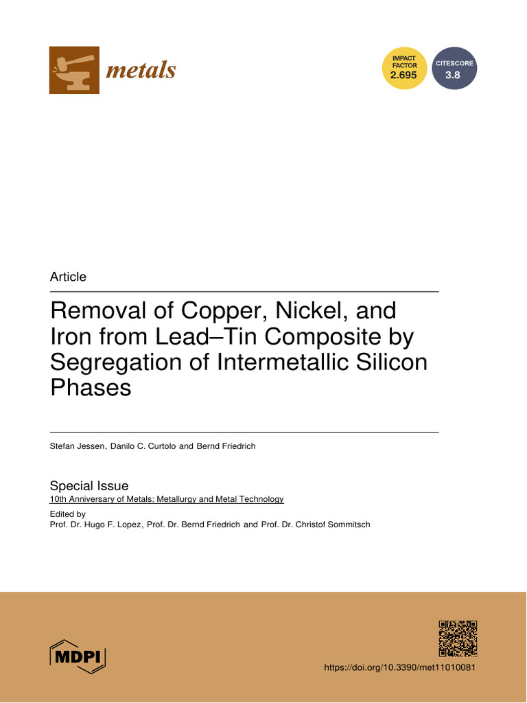 Metals 11 00081 With Cover | PDF | Metals | Silicon