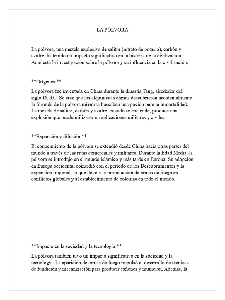 La Pólvora | PDF | Pólvora | Imprenta