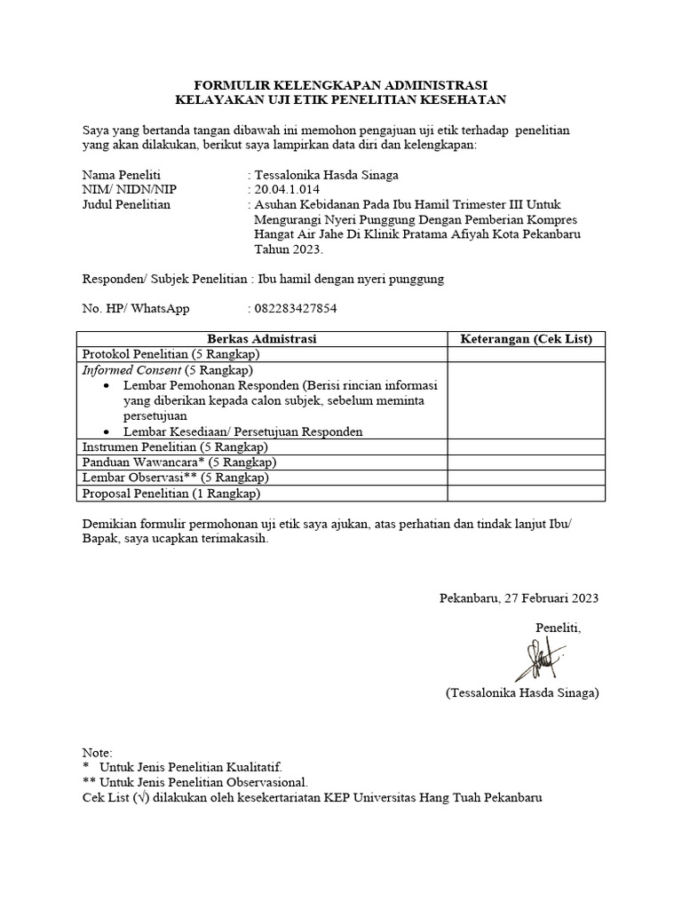 Komisi Etik Caca Acc TTD Bu Wid | PDF