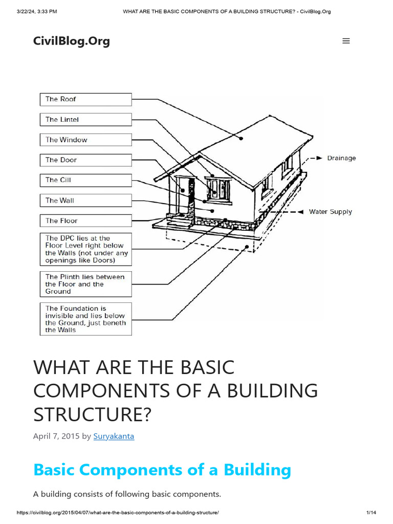 What Are The Basic Components of A Building Structure | PDF | Stairs | Wall